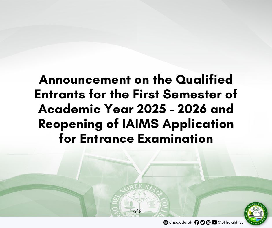 Entrance Examination Result - Davao del Norte State College